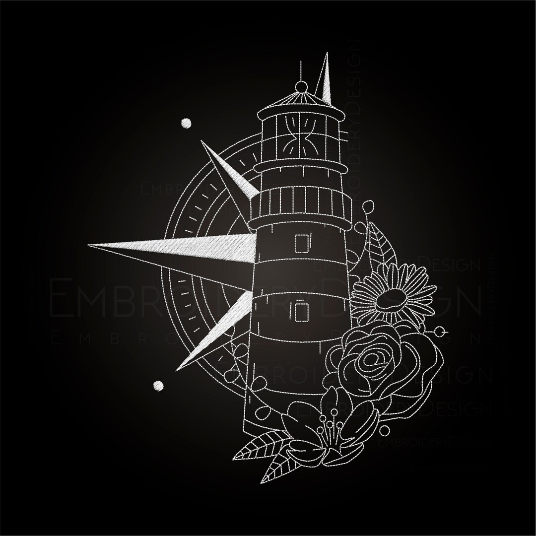 Lighthouse Rose Flower V2 Embroidery Designs Machine Instant Digital ...