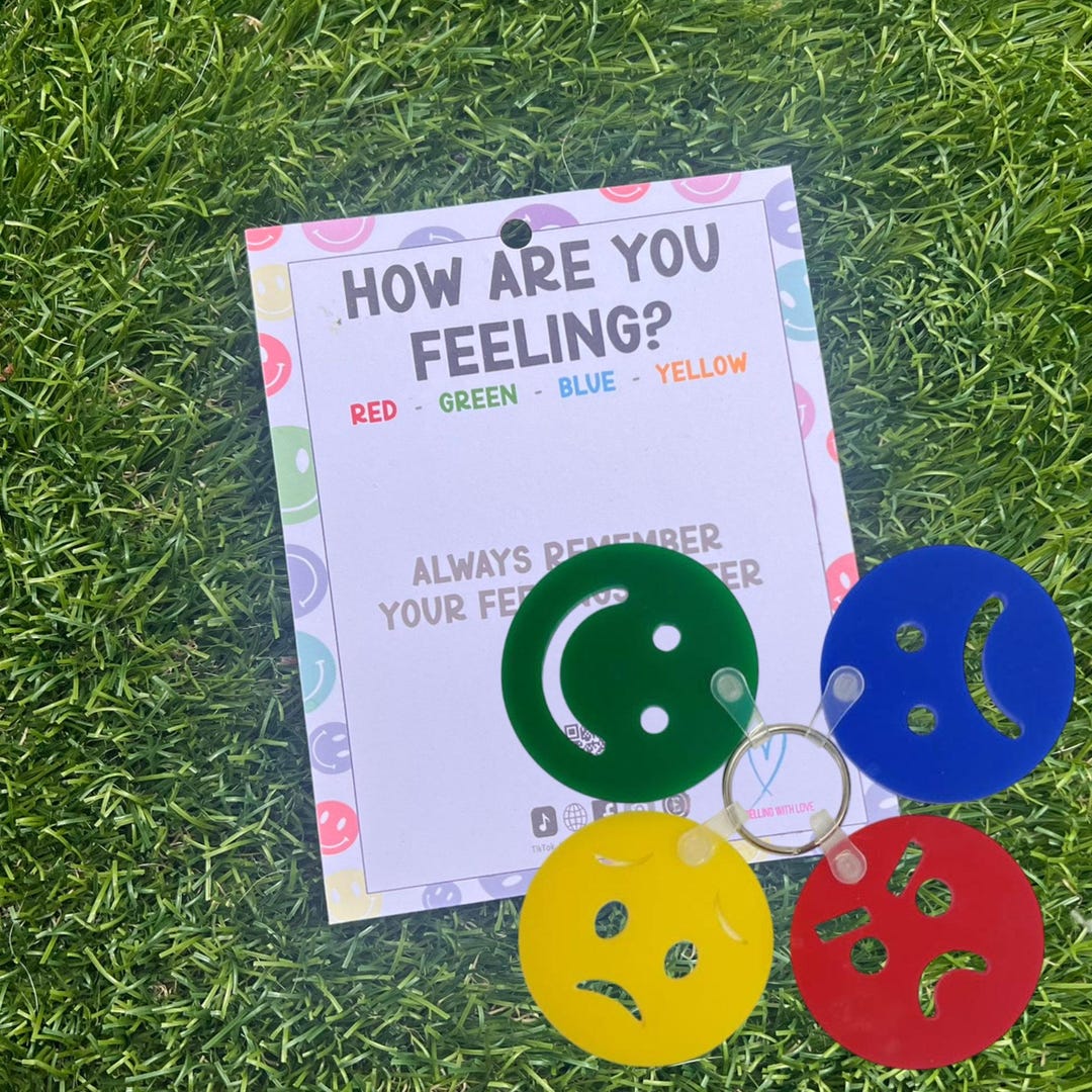 Zones of Regulation Keychain – 4 Colour Mood Discs | Emotional ...