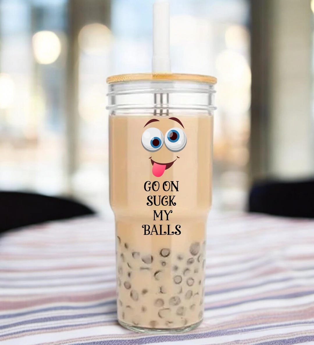 Rude Bubble Tea Glass Bubble Tea Drinking Glass Funny Gift x Reusable ...