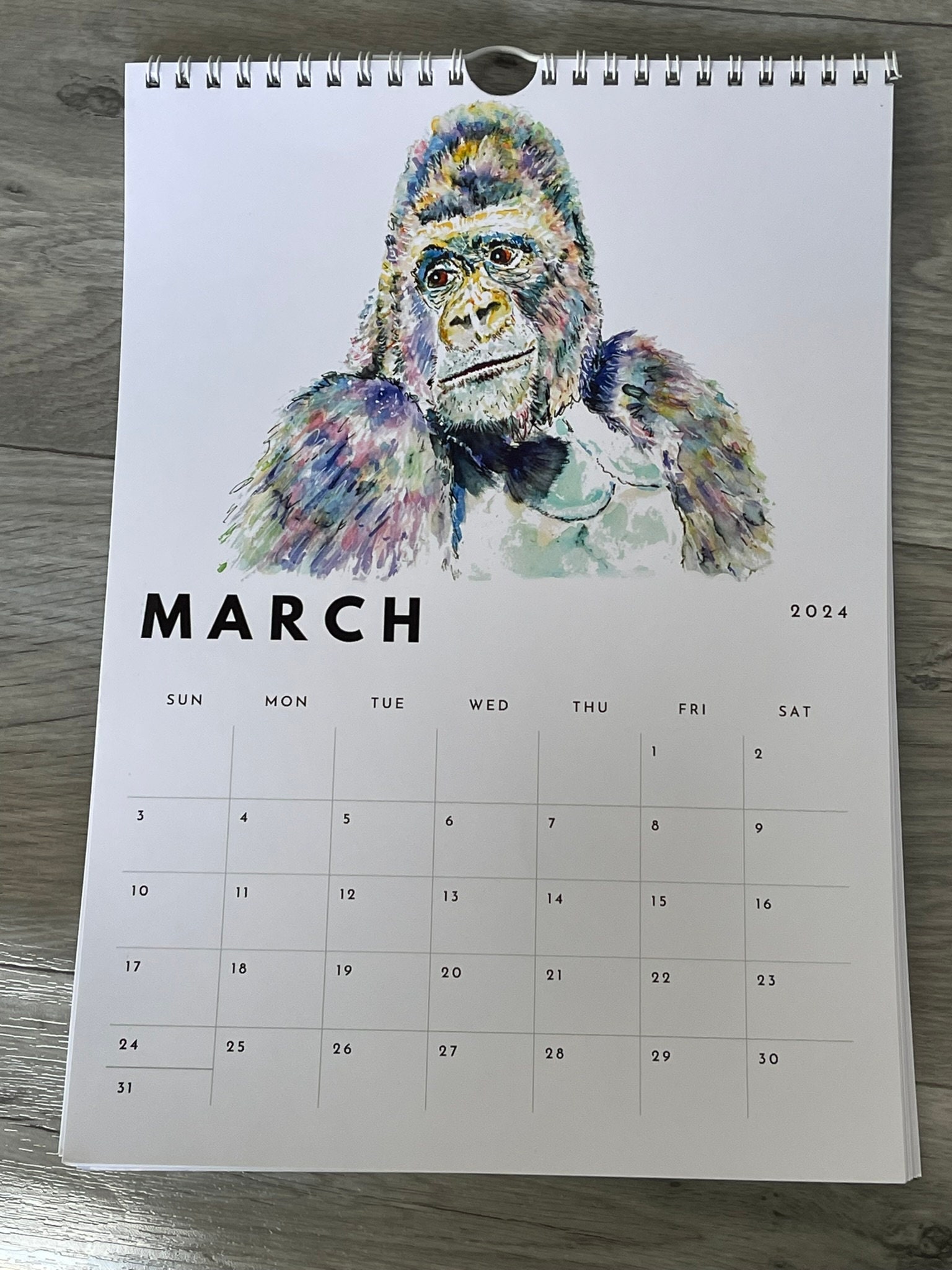 Animal Wall Calendar 2024 Wall Calendar Watercoloured - Etsy UK