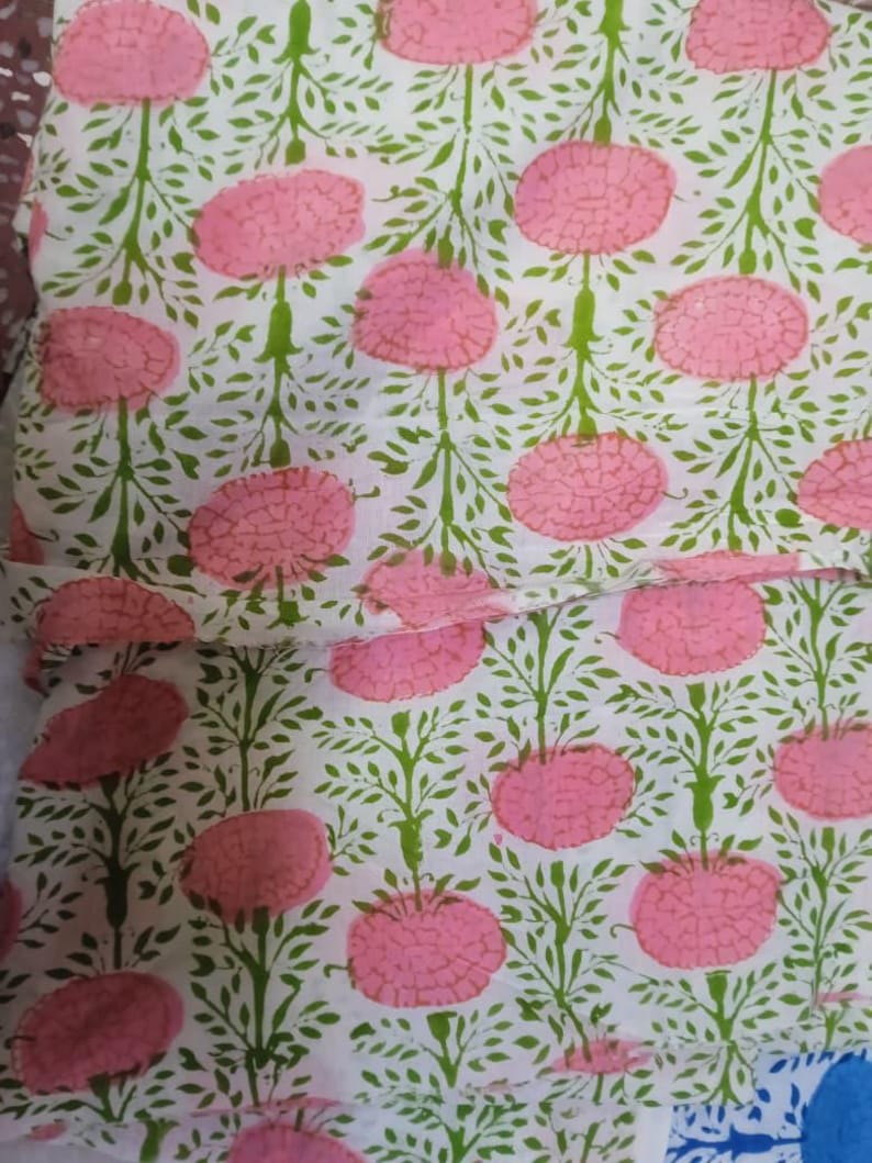 Black & Beige Floral Block Print Fabric: Flory Sewing Fabric by the ...