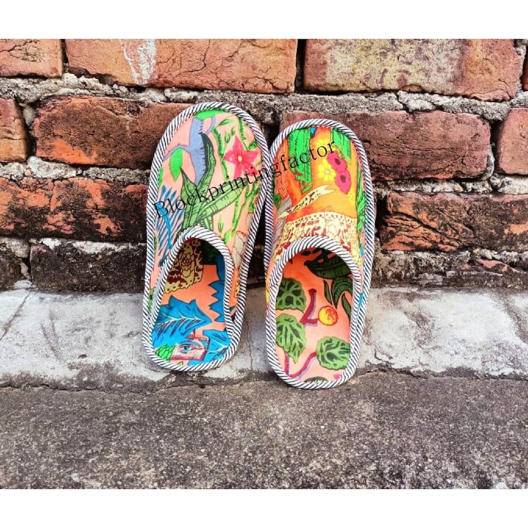 Hand Block Printed Cotton Slippers: Lightweight Indoor Comfort - Etsy
