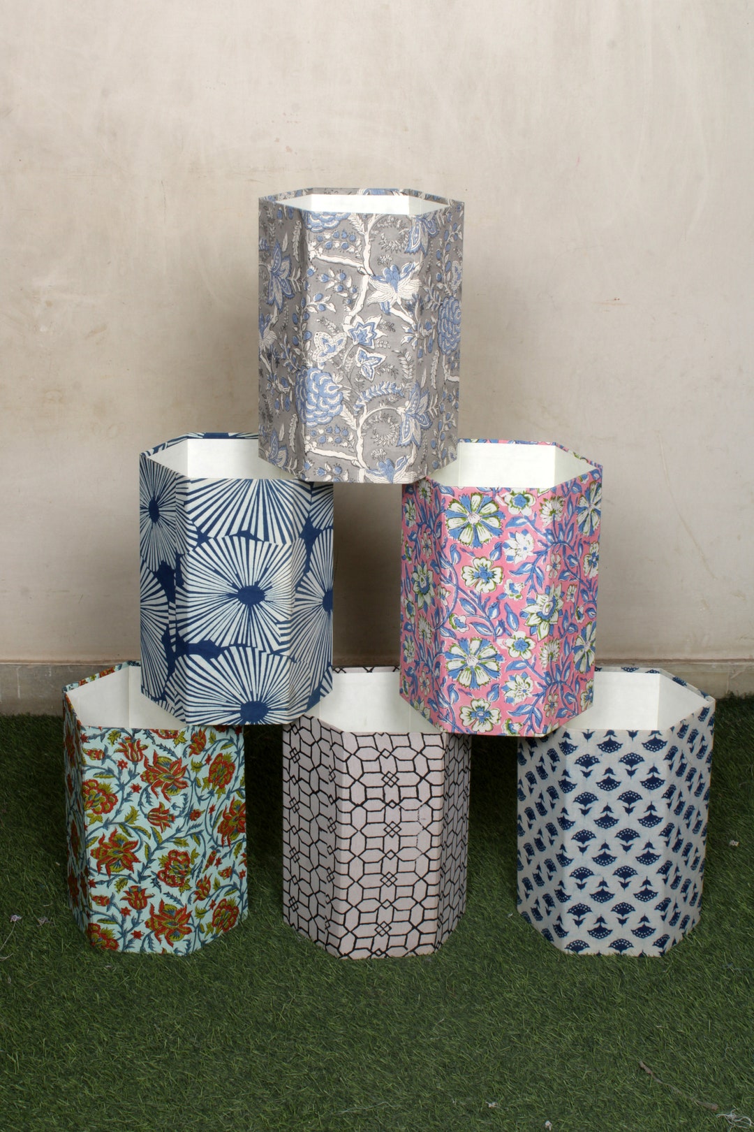 Paper Waste Bin, Home Decorative Dust Bin, Handmade Dust Bin Printed ...