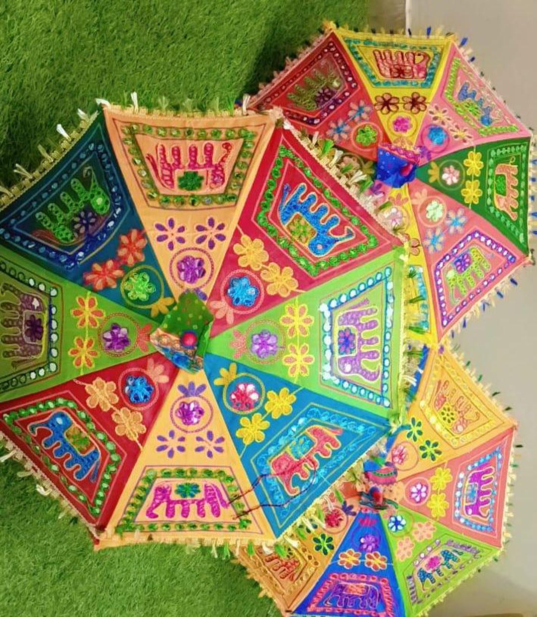 Embroidered Indian Umbrella: Wedding Parasol, Diwali Decor - Etsy