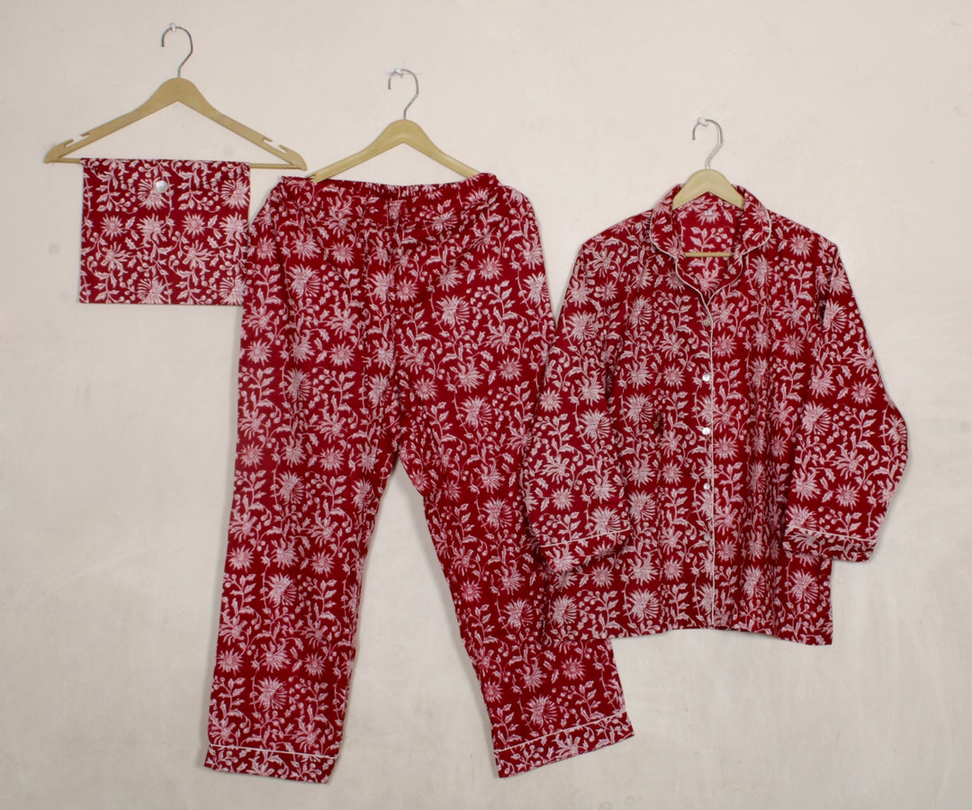 Indian Cotton Pajama Set: Hand Block Print Nightwear - Etsy