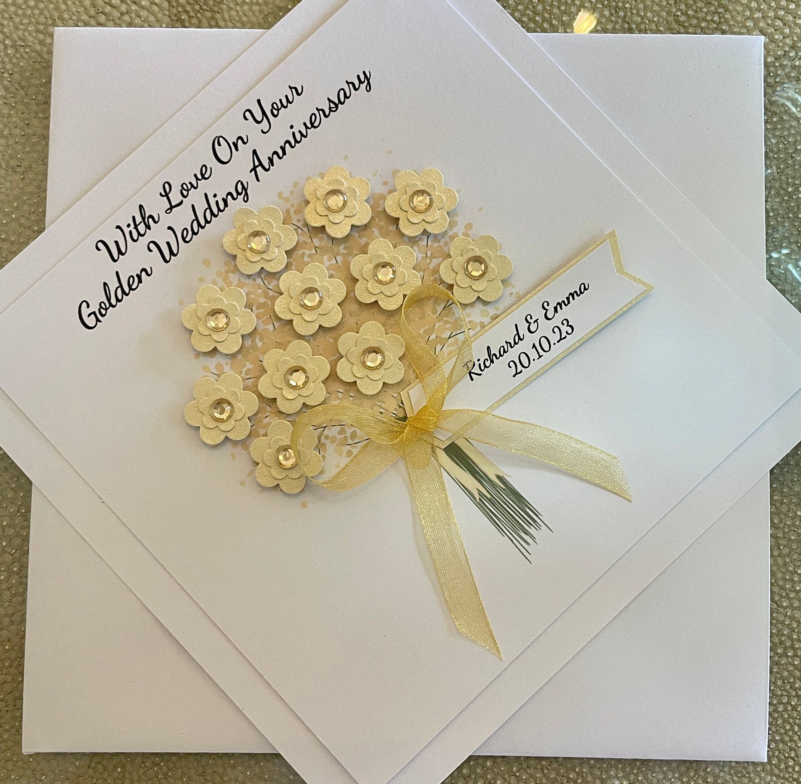 Golden Wedding Anniversary Card Personalised and Handmade - Etsy UK