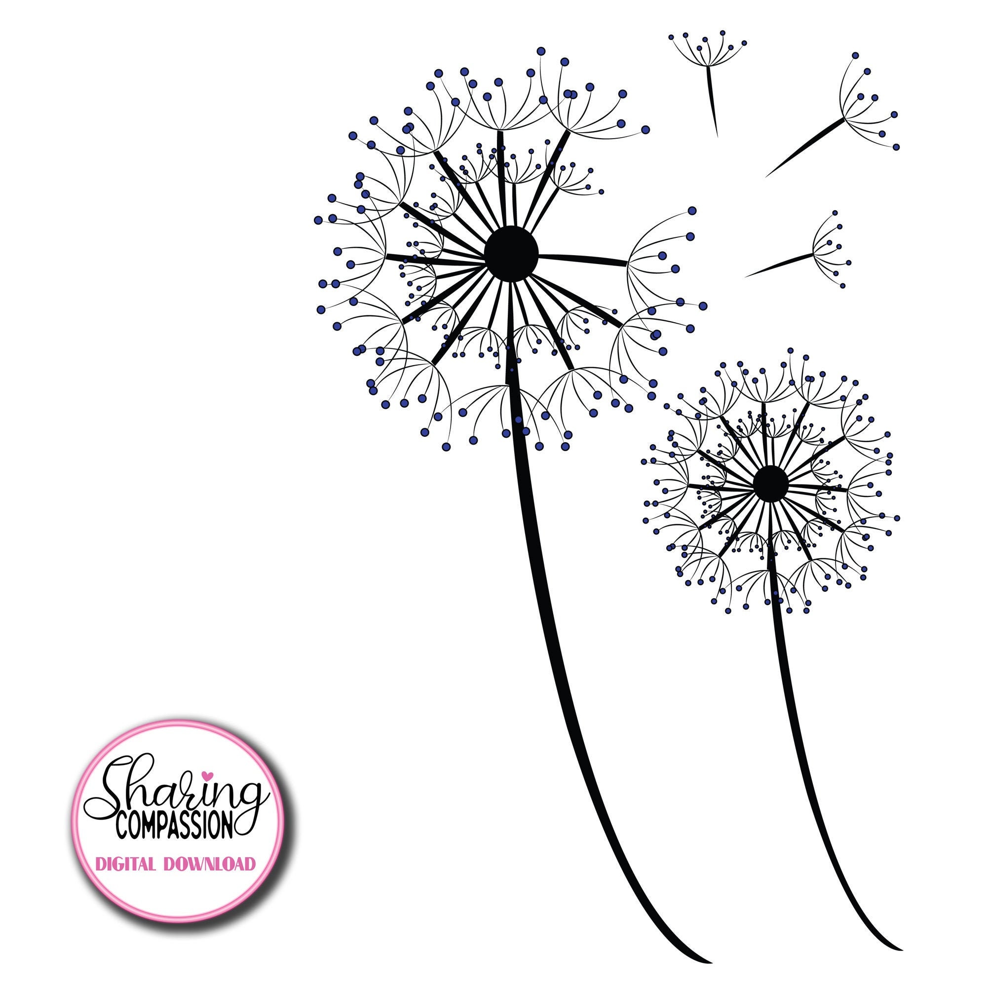 Dandelion - Digital Download, Instant Download, Svg, Png, Jpg Files ...