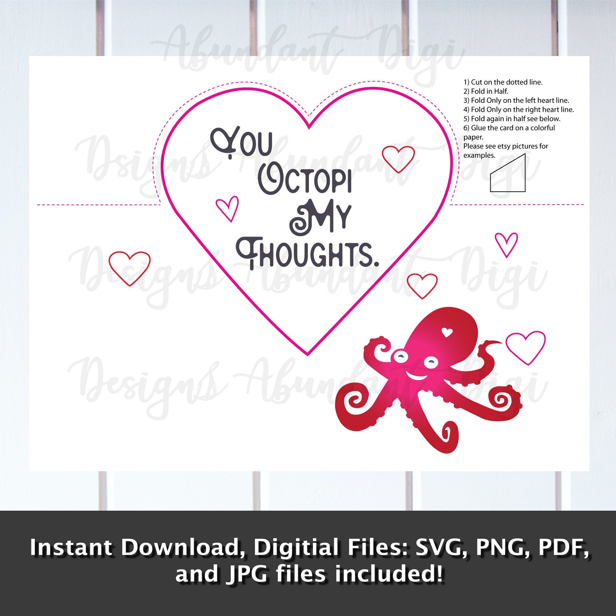 DIY Card Valentine's Day You Octopi My Thoughts - Etsy Hong Kong