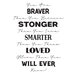 Brave, Strong, Smart, Loved More, Inspirational Quotes, Motivational ...