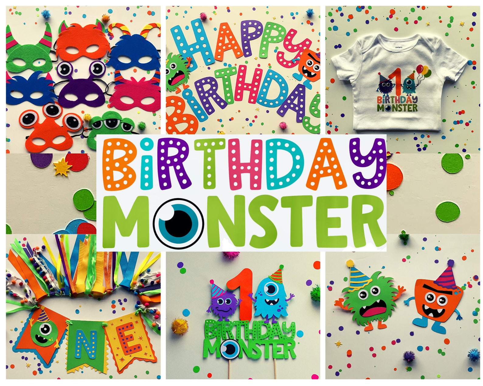 MONSTER BASH Baby's First Birthday Cake Topper - Etsy