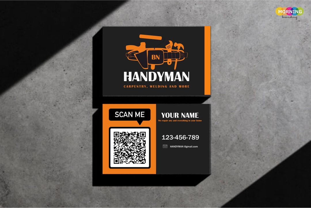 Handyman Business Card Template, Custom Home Repair Branding.digital ...