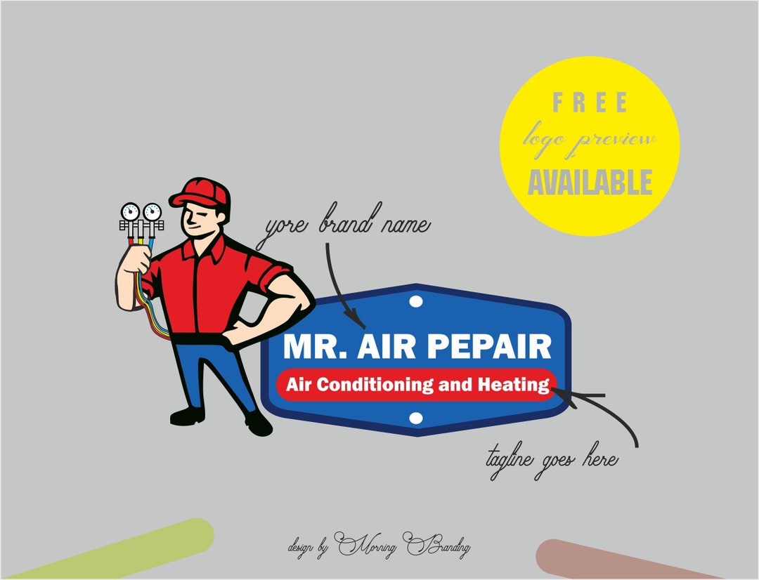 Premade Logo, Air Expert, Hvac Logo, Men Logo Design, Refrigeration Air ...