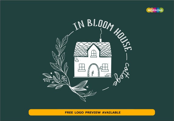 House Logo With Floral Decoration Cottage Logo Home Logo | Etsy