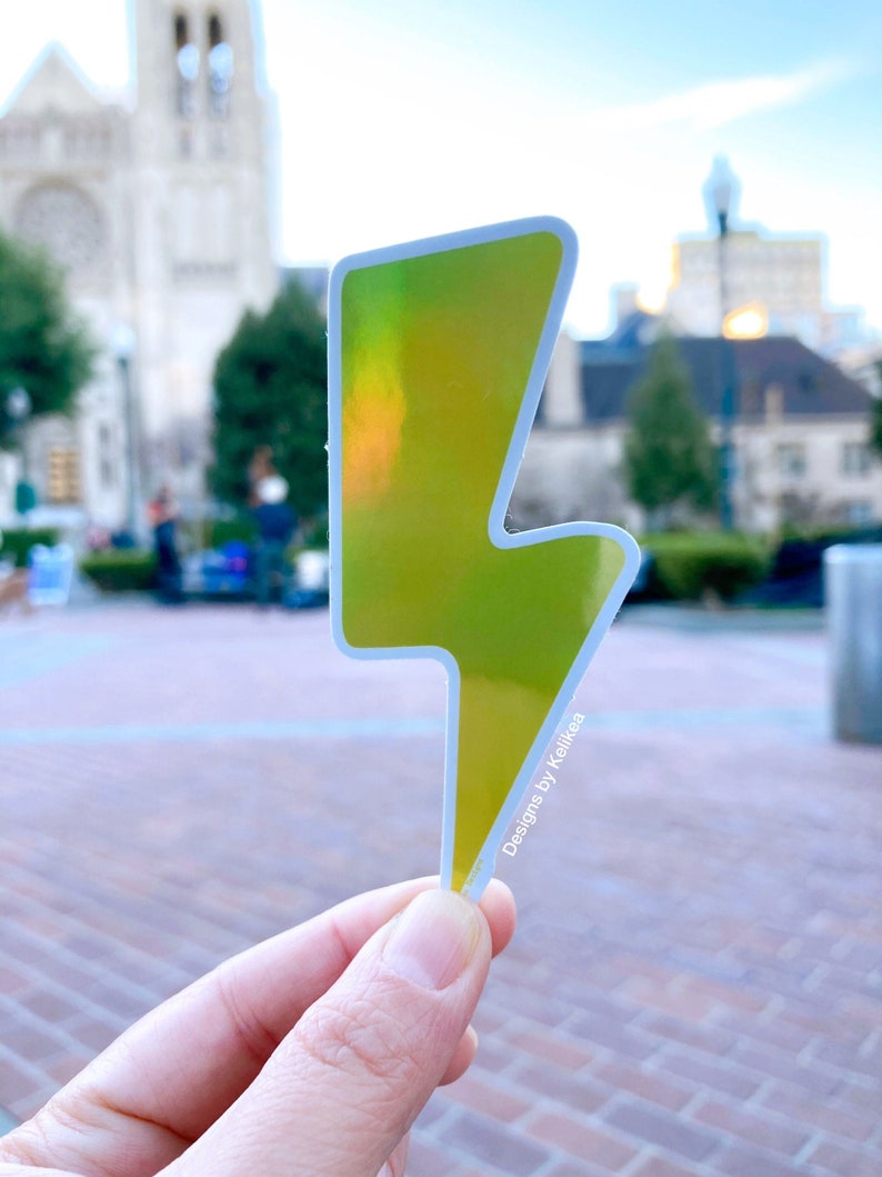 Holographic Lightning Bolt Sticker | Glossy Die Cut Sticker | 80s ...