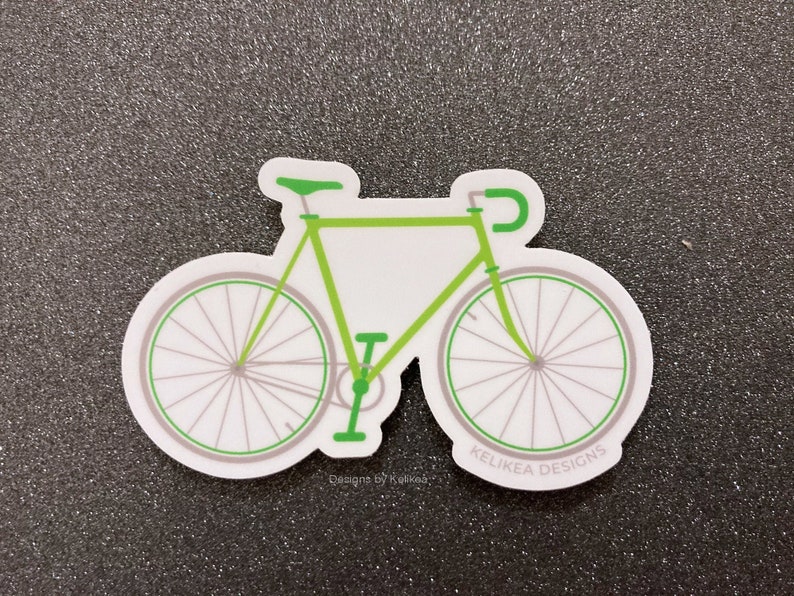 Fixie Bike Die Cut Vinyl Sticker | Fixed Bike | Bicycle Sticker | Green ...