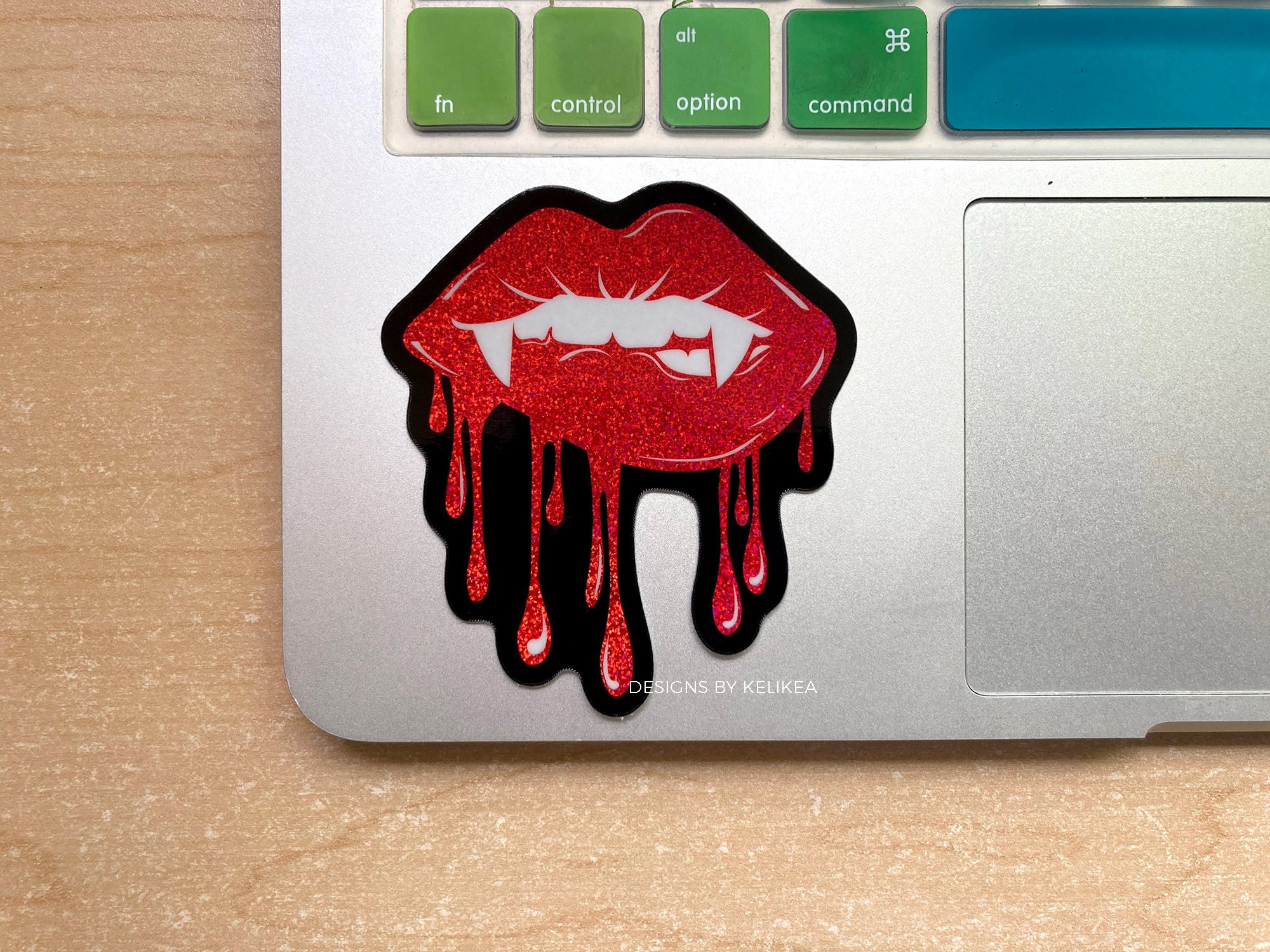 Vampire Fangs Dripping Blood Holograph Sticker Aesthetic Halloween ...