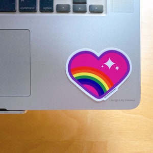 Heart With Rainbow and Sparkles Vinyl Sticker | Water Bottle Sticker ...