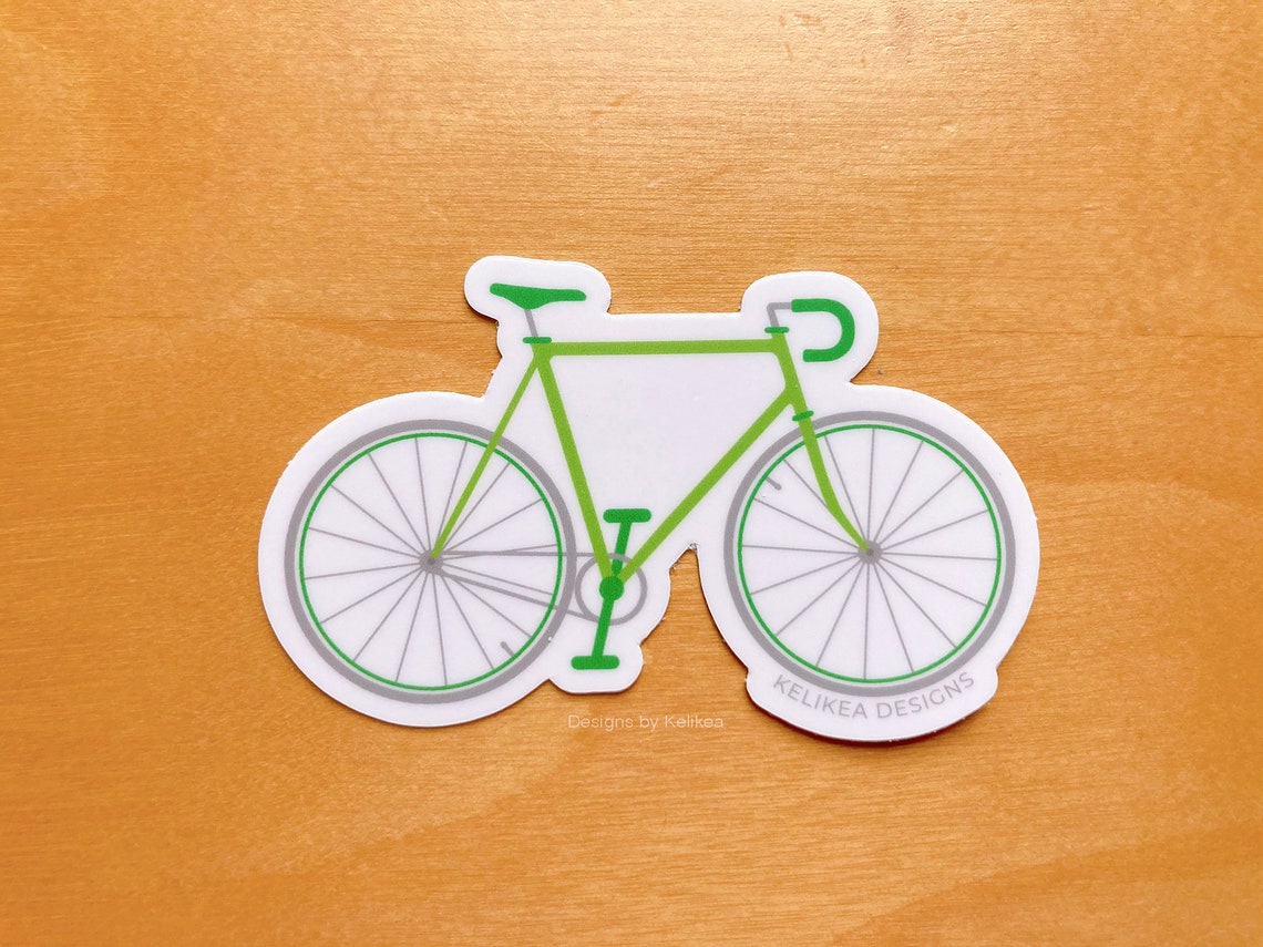 Fixie Bike Die Cut Vinyl Sticker | Fixed Bike | Bicycle Sticker | Green ...