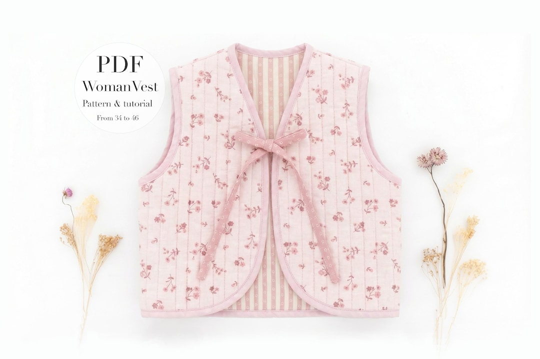 Quilted Vest Sewing Pattern | Woman Size 34-46 PDF Tutorial L English ...