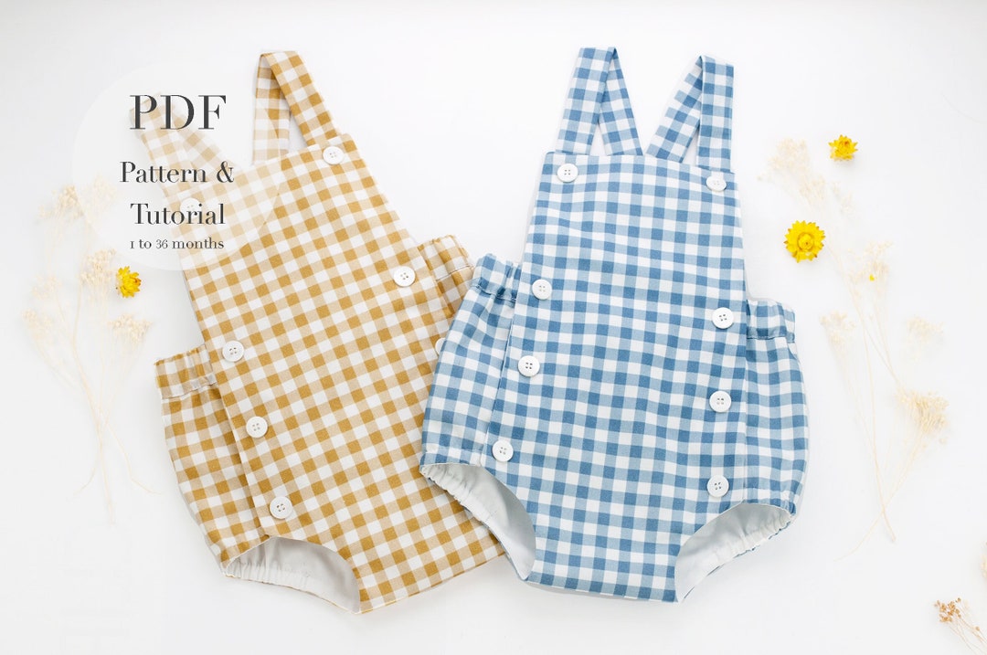 Baby Overalls Sewing Pattern & Tutorial: Easy Playsuit (PDF Download ...