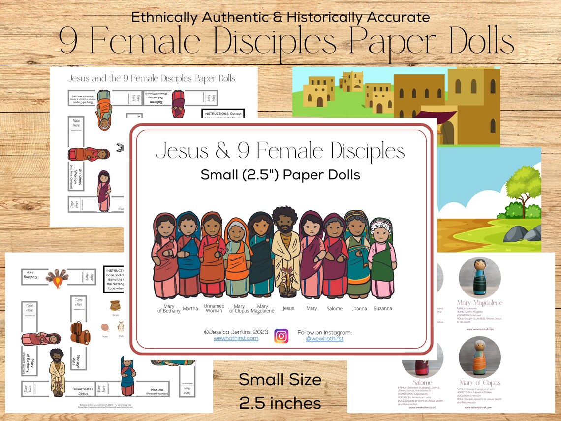 2.5" Female Disciples Paper Dolls, Women of the Bible, Sunday School ...