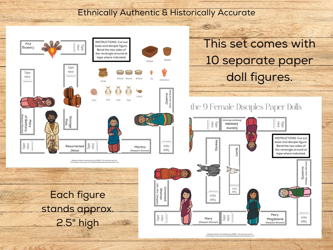 Small Female Disciples Paper Dolls, Historically Accurate Bible ...