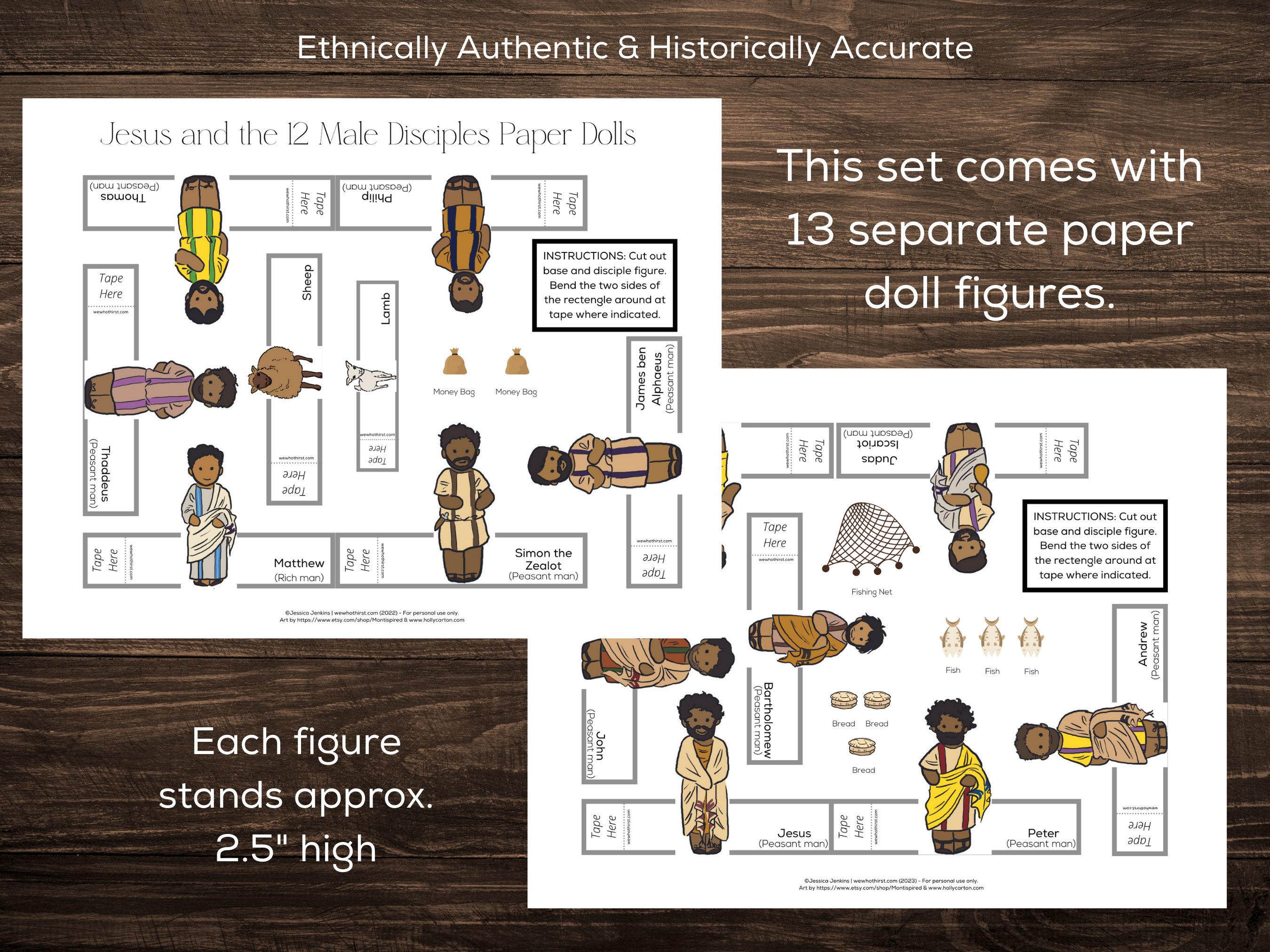 Small 12 Disciples Paper Dolls, Historically Accurate Bible ...