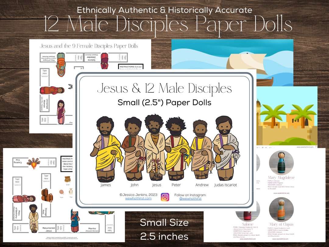 Small 12 Disciples Paper Dolls, Historically Accurate Bible ...