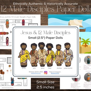 Small 12 Disciples Paper Dolls, Historically Accurate Bible ...