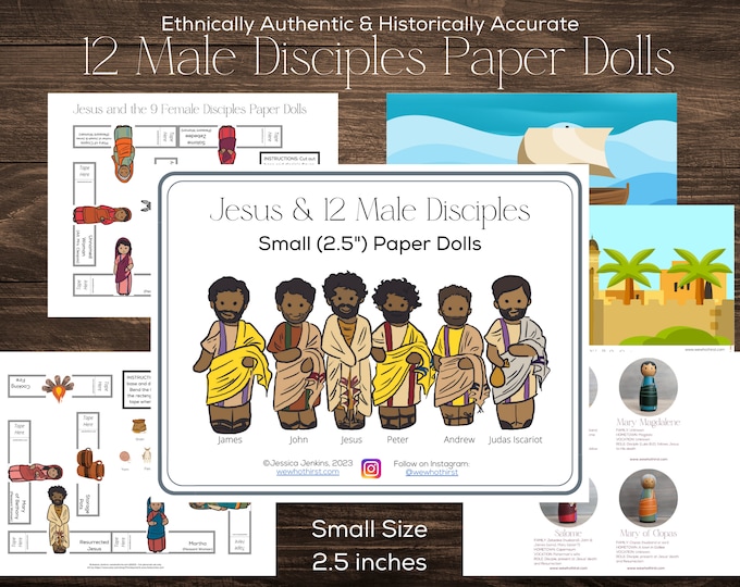 Small 12 Disciples Paper Dolls, Historically Accurate Bible ...