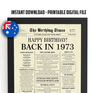 1973 AUSTRALIA 50th Birthday Newspaper Print Australian 1973 - Etsy ...