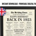 Back in 1923 UK 100th Birthday Gift, 1923 Newspaper Sign, BRITISH 1923 ...