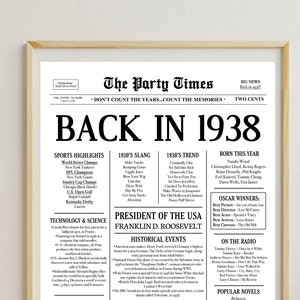 1938 85th Birthday Back in 1938 Last Minute Gift Fun - Etsy