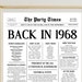 1968 55th Birthday Back in 1968 Last Minute Gift Fun Facts 1968 55th ...