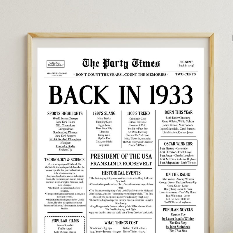 Back in 1933 - Etsy