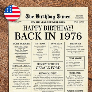 1976 49th Birthday Newspaper, 1976 Poster, 49 Birthday Poster, 1976 ...
