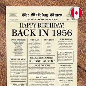 Back in 1956 CANADA 67th Birthday Newspaper Sign Canadian 1956 Birthday ...