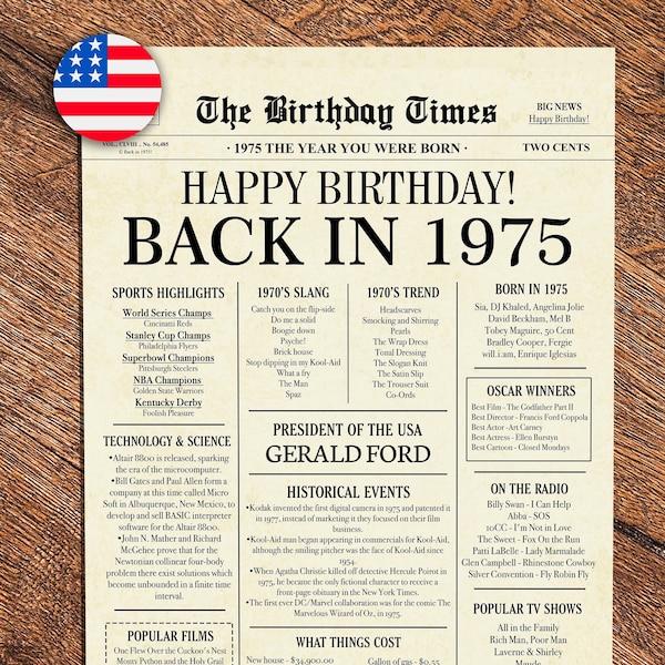 July 1975 History Poster - Etsy