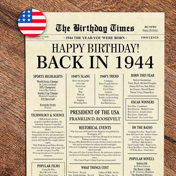 1944 Birthday - Etsy