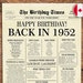 Back in 1952 CANADA 71st Birthday Newspaper Sign Canadian 1952 Birthday ...