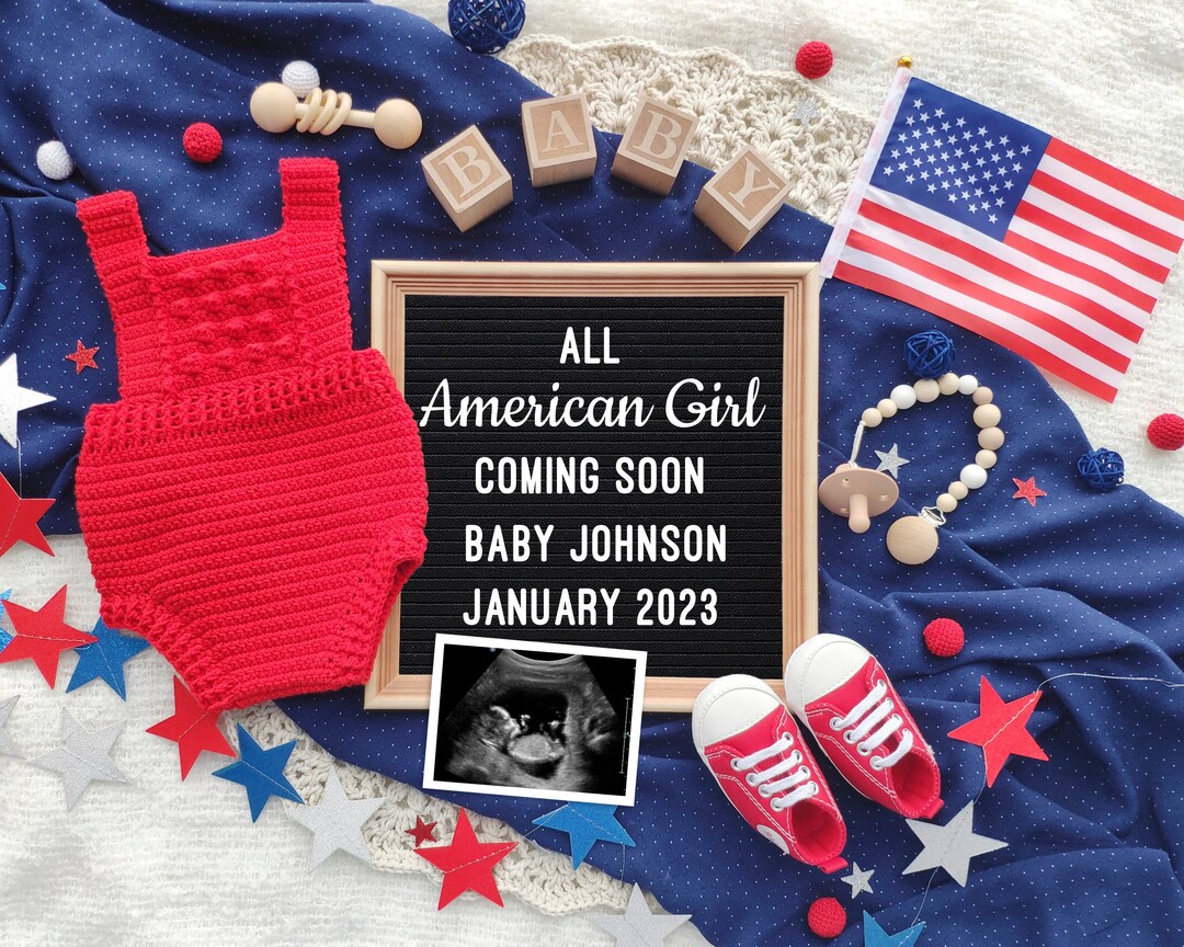 4th of July Pregnancy Announcement for Social Media, American Girl Baby ...