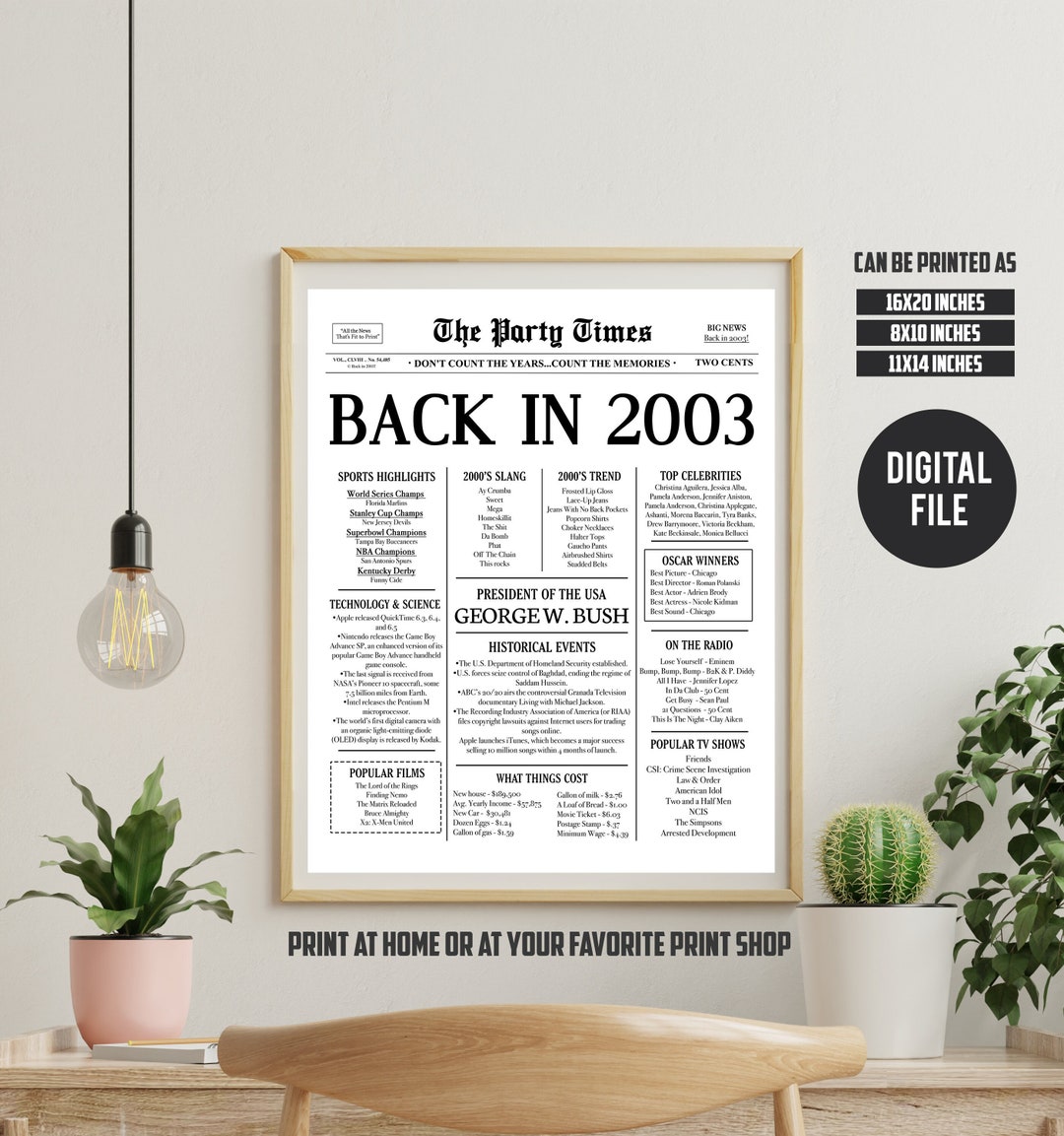 2003 20th Birthday Back in 2003 Last Minute Gift Fun Facts 2003 20th ...