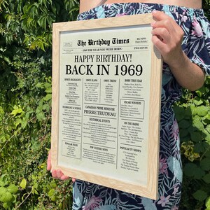 Back in 1969 CANADA 54th Birthday Newspaper Sign Canadian 1969 Birthday ...