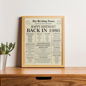 Back in 1986 CANADA 37th Birthday Newspaper Sign Canadian 1986 Birthday ...