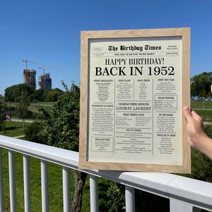 Back in 1952 CANADA 71st Birthday Newspaper Sign Canadian 1952 Birthday ...
