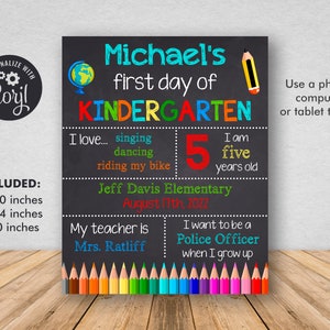 First Day of School Sign Printable, Editable First Day of Kindergarten ...