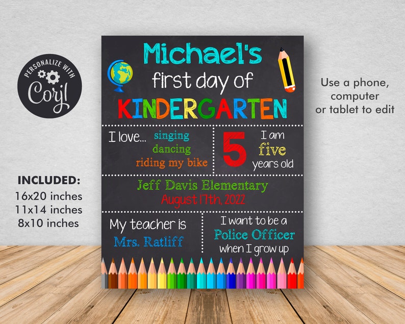 First Day of School Sign Printable Editable First Day of - Etsy