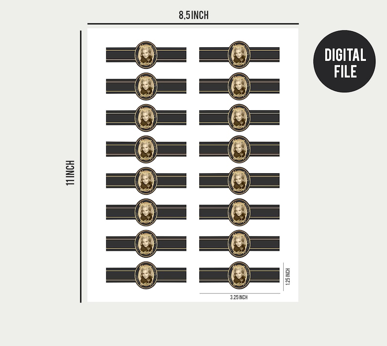 Personalized Photo Cigar Band, Vintage Birthday Party (digital Download ...