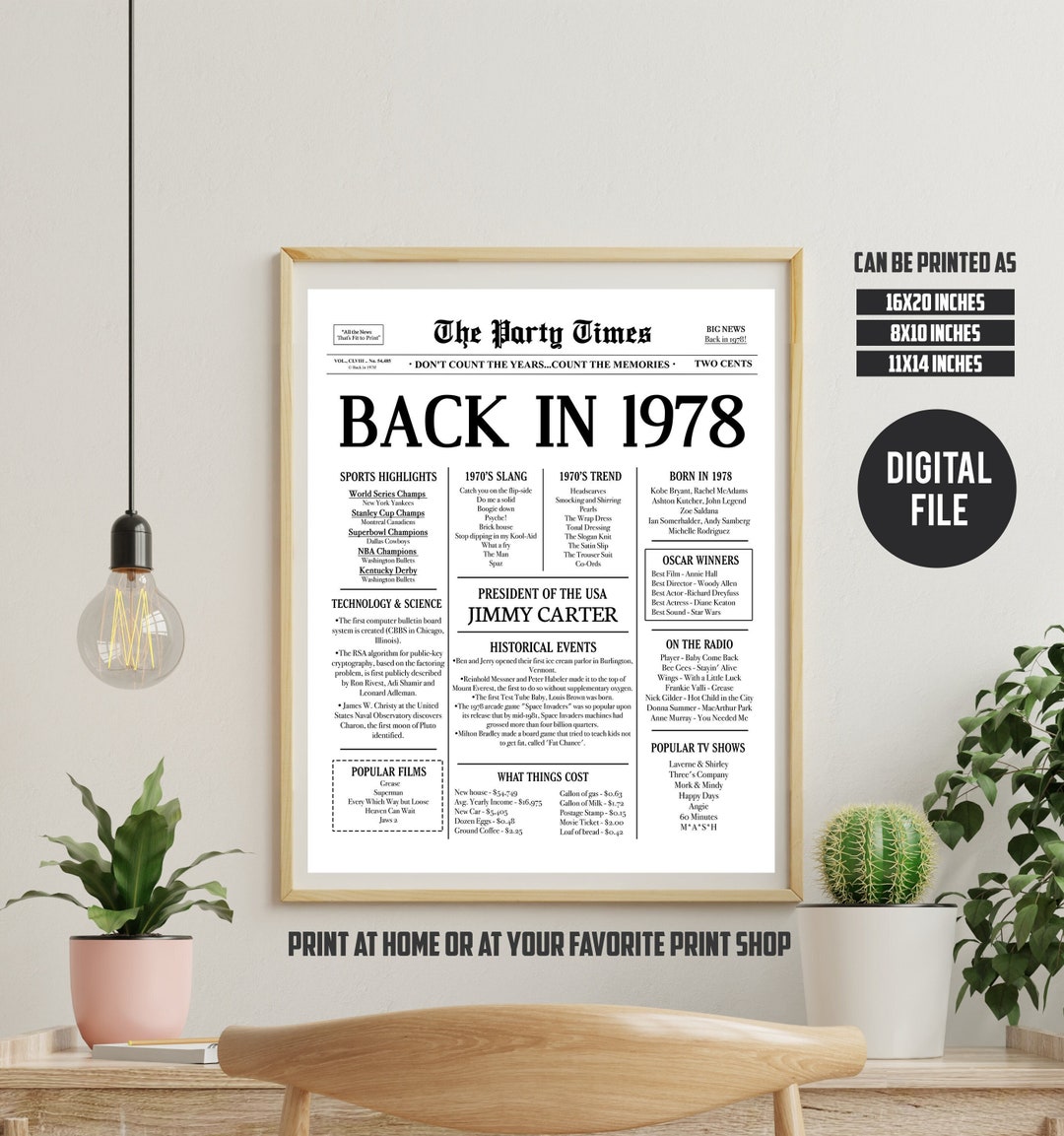 1978 45th Birthday Back in 1978 Last Minute Gift Fun Facts 1978 45th ...