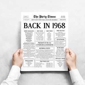 1968 55th Birthday Back in 1968 Last Minute Gift Fun Facts 1968 55th ...